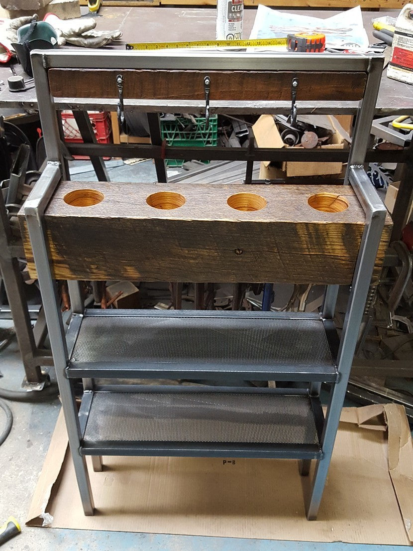 Custom Entry Shelf with Planters – Lucky 7 Steel